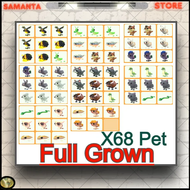X68 Pet Full Grown - Adopt Me Game Items - Gameflip