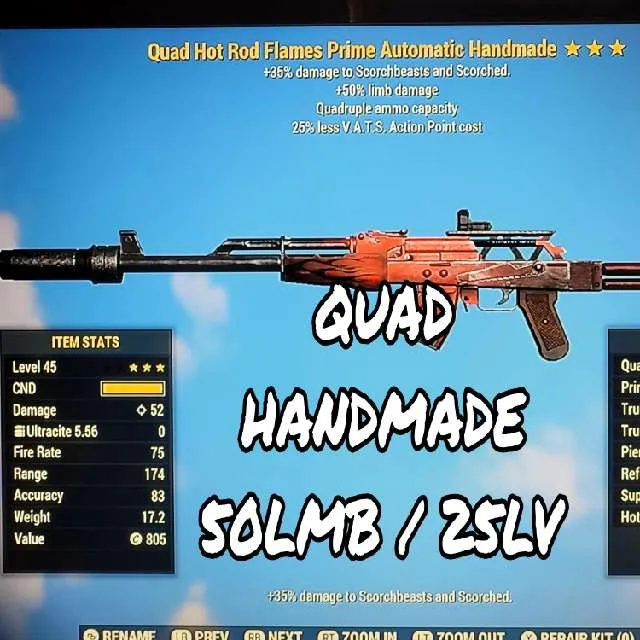 Weapon | Quad Handmade - Fallout 76 Game Items - Gameflip