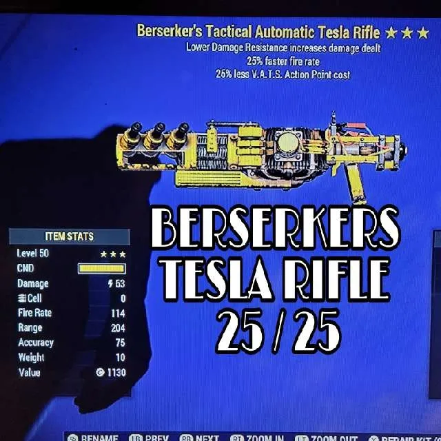 Weapon | Berserkers 25 25 Tesla - Fallout 76 Game Items - Gameflip