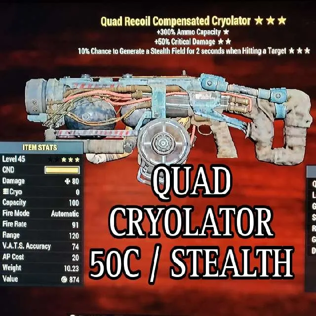 Weapon | Quad Cryolator - Fallout 76 Game Items - Gameflip