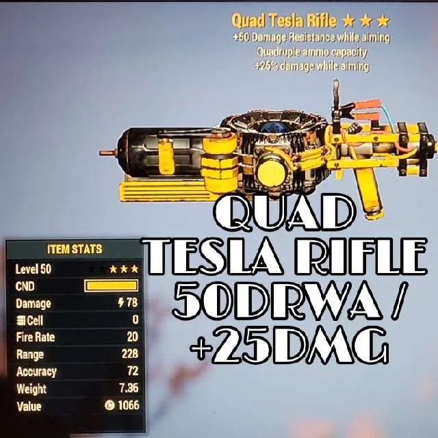 Weapon | Quad Tesla Rifle - Fallout 76 Game Items - Gameflip