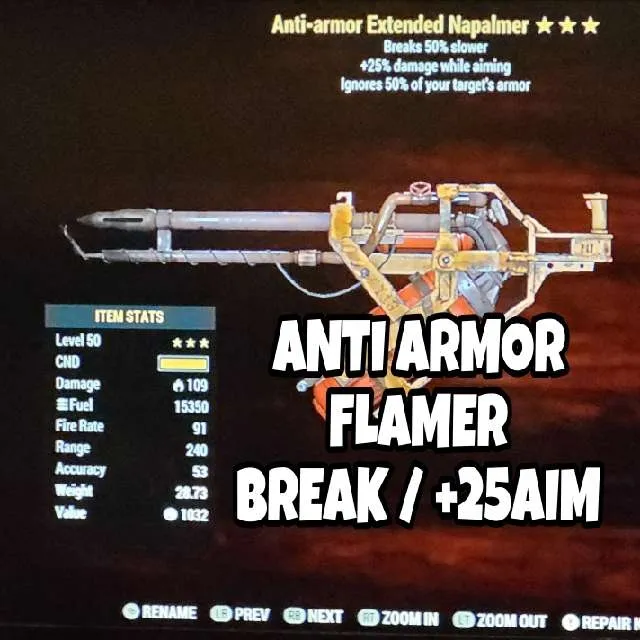 Weapon | Anti Armor Aim Flamer - Fallout 76 Game Item - Gameflip