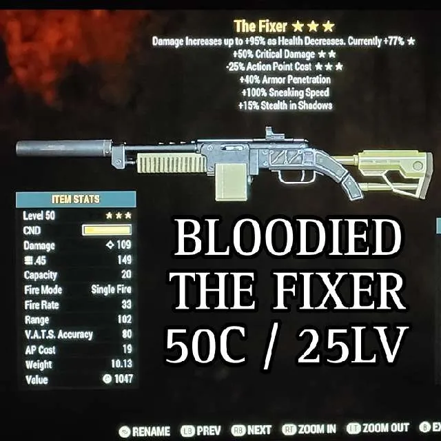 Bloodied Fixer - Fallout 76 Game Items - Gameflip