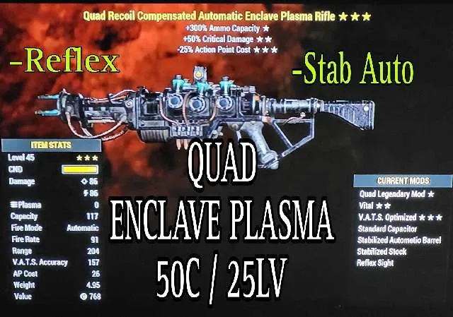 Weapon | Quad Enclave Plasma Rifl - Fallout 76 Game Items - Gameflip