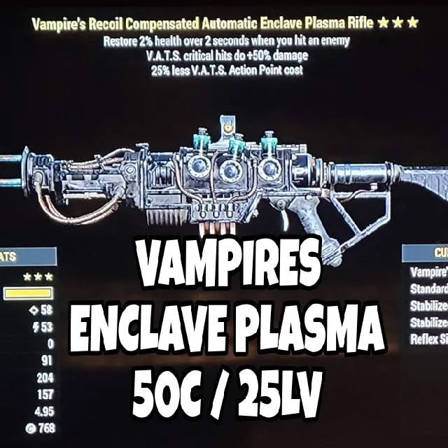 Weapon | Vampires Enclave Plasma - Fallout 76 Game Items - Gameflip