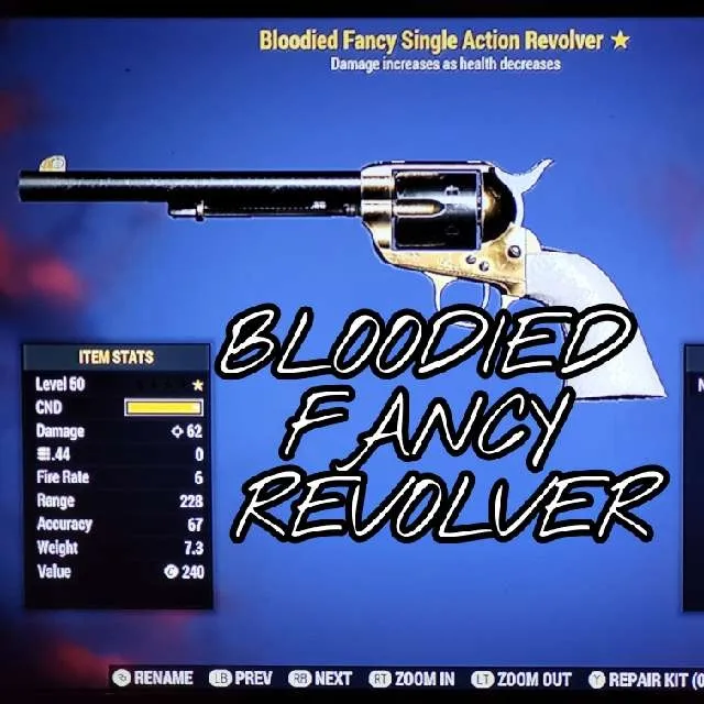 Weapon | Bloodied Fancy Revolver - Fallout 76 Game Item - Gameflip