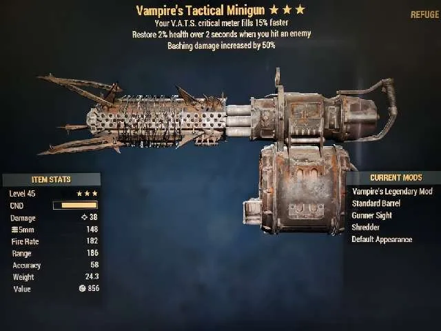 Weapon | V Bash Minigun - Fallout 76 Game Items - Gameflip