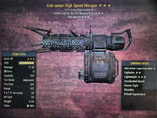 AAE90 Minigun - Fallout 76 Game Items - Gameflip