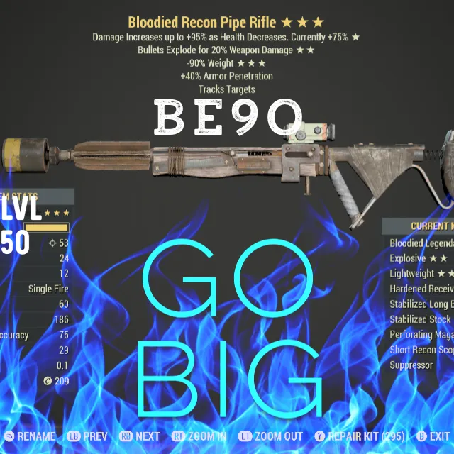 BE90 Pipe Rifle - Fallout 76 Game Items - Gameflip