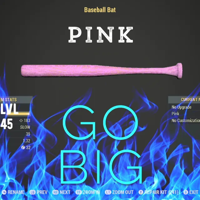 Pink Bat - Fallout 76 Game Items - Gameflip