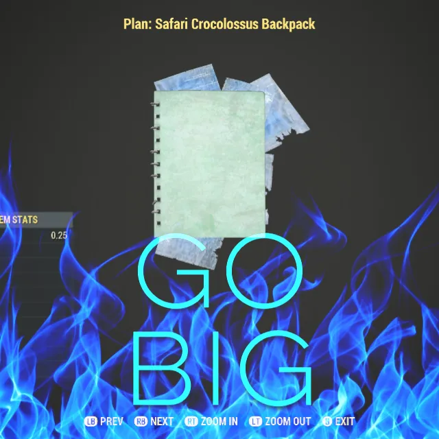 Safari Crocolossus Backpack - Fallout 76 Game Items - Gameflip