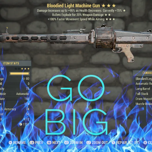 BE Fms Light Machine Gun - Fallout 76 Game Items - Gameflip