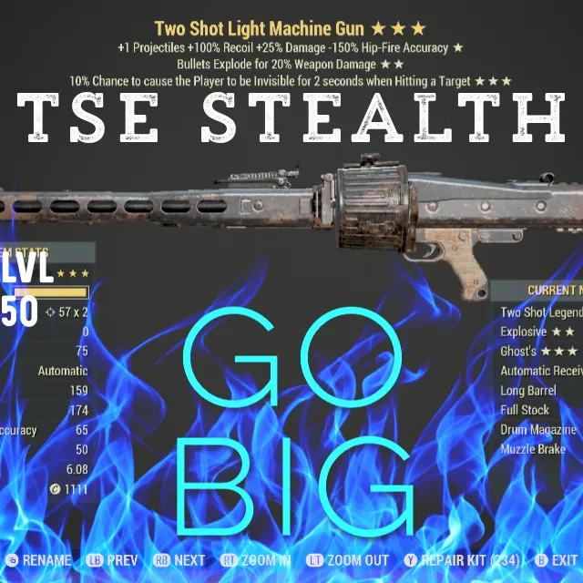 TSE Light Machine Gun - Fallout 76 Game Items - Gameflip