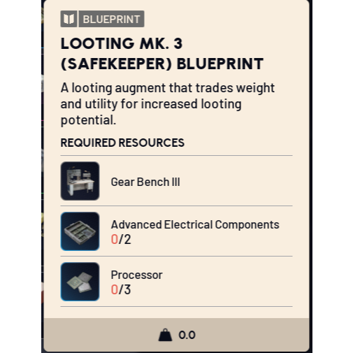 Arc raiders Looting MK3 Safekeeper Blueprint - Other Game Item - Gameflip
