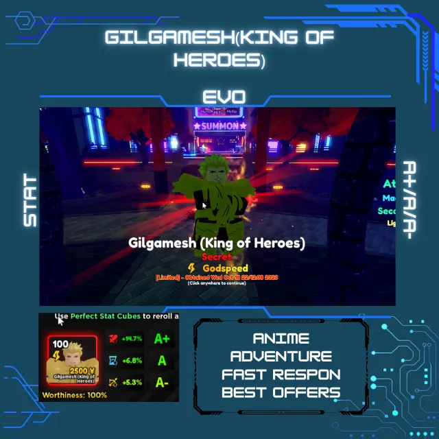 Anime Adventure Gilgamesh - Anime Adventure Game Item - Gameflip