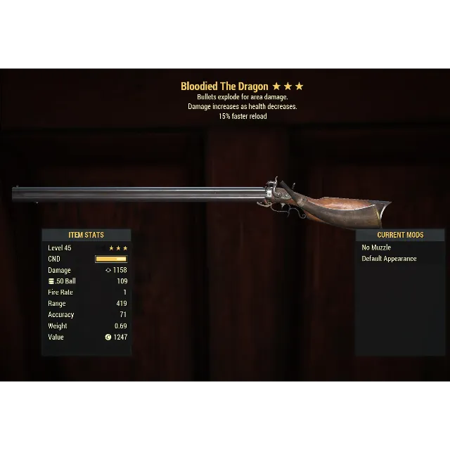 Weapon | B/E/15R Dragon - Fallout 76 Game Item - Gameflip