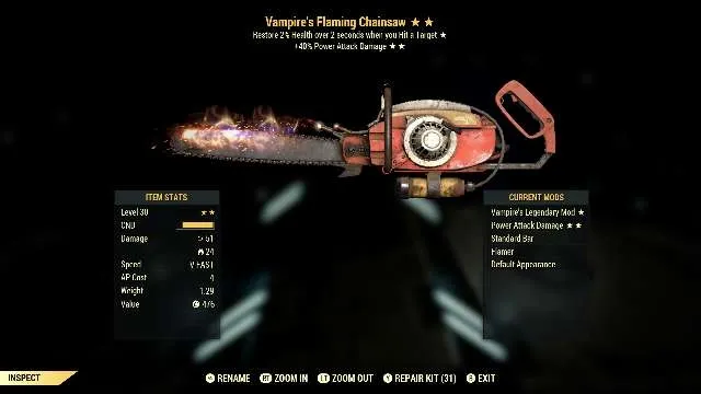Weapon | V40pa Chainsaw - Fallout 76 Game Items - Gameflip