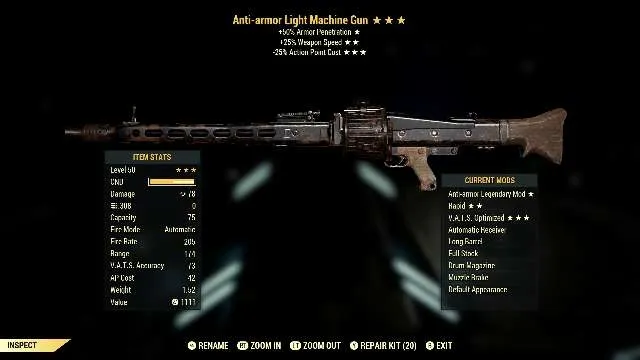 AA2525 LMG - Fallout 76 Game Items - Gameflip