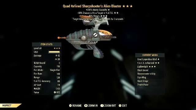 Q50c90 Alien Blaster - Fallout 76 Game Items - Gameflip