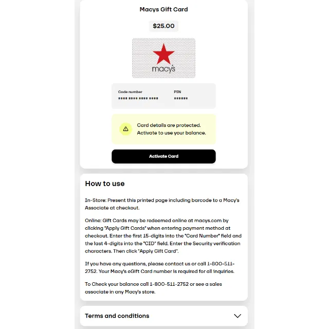 $25.00 USD Macy's Gift Card - Other Gift Card - Gameflip