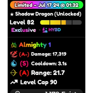 Anime Defenders-Alm Shadow Dragon - Game Items - Gameflip