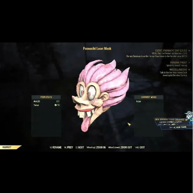 Fasnacht Loon Mask - Fallout 76 Game Item - Gameflip