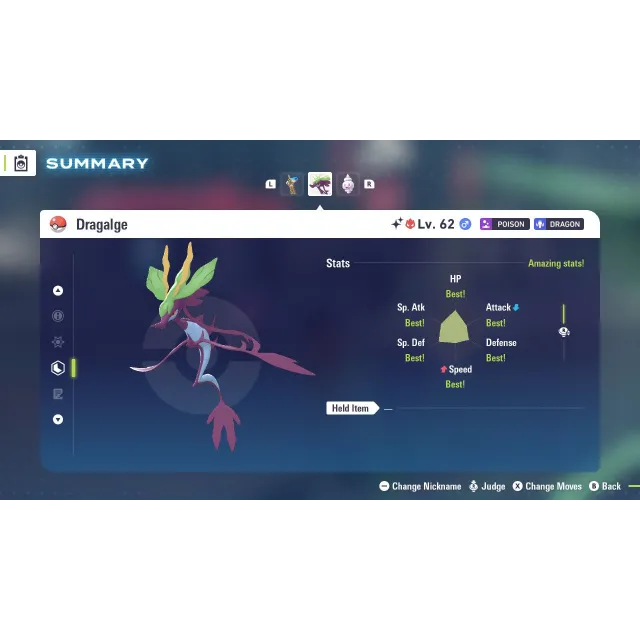 Shiny Alpha Dragalgae Timid Nature 6 IV for Pokemon Legends ZA ...