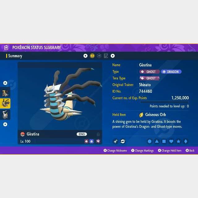 Shiny Battle Ready Giratina 6IV Max Stats + Griseous Orb - Game Items ...