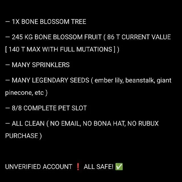 TITANIC FRUIT BONE BLOSSOM ACCOUNT - GROW A GARDEN - Grow a Garden Game ...