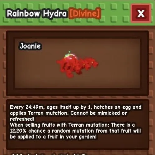 RAINBOW HATCHED HYDRA - Grow a Garden Game Item - Gameflip