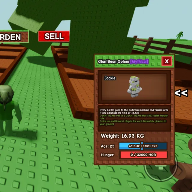 GIANTBEAN HUGE GOLEM - Grow a Garden Game Item - Gameflip