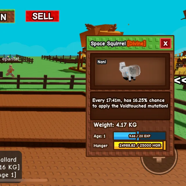 HUGE SPACE SQUIRREL MAX 41KG+ - Grow a Garden Game Item - Gameflip