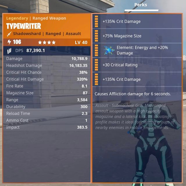 Typewriter | 106 Shadowshard Energy Typewriter Max Perks, Fortnite ...