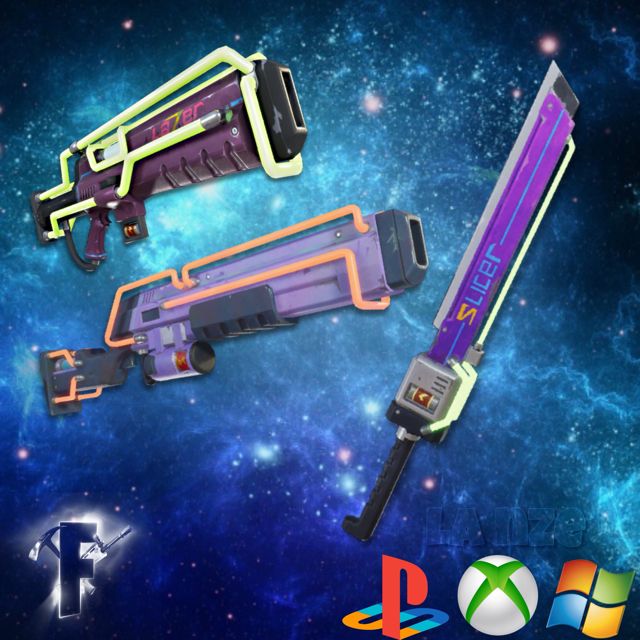 Bundle | 130 Godroll Neon Bundle, Argon Assault Rifle, Helium Shotgun, Krypton Sword, Fortnite ...