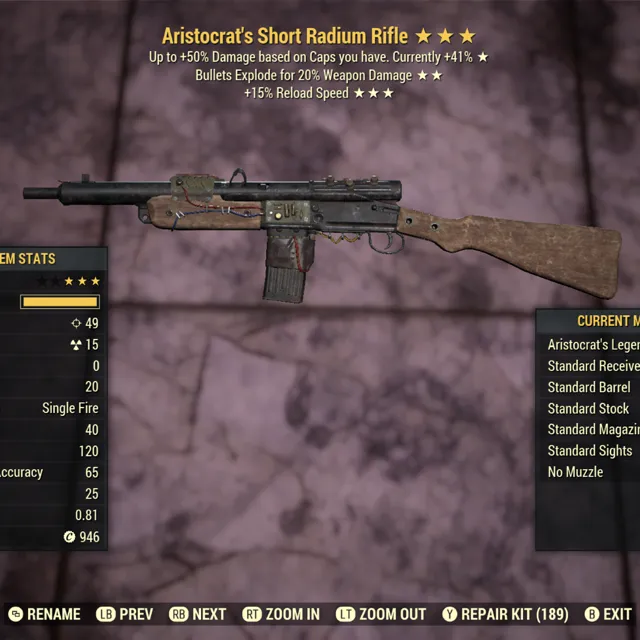 Weapon | Aristo E 15rl Radium - Fallout 76 Game Item - Gameflip