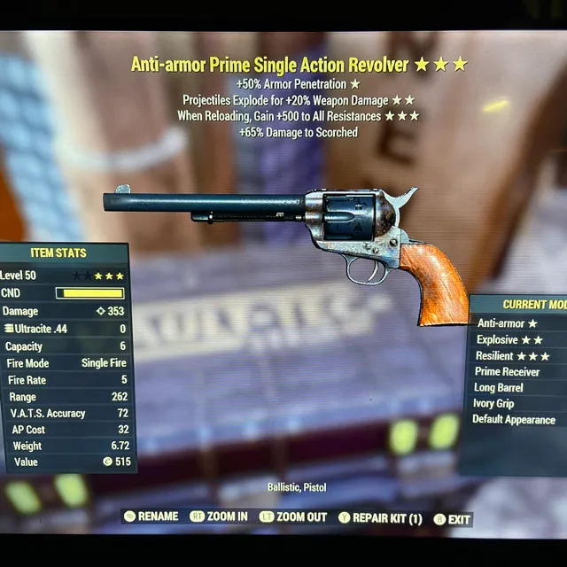 AAE500 Single Action - Fallout 76 Game Item - Gameflip