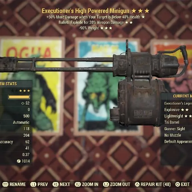 Weapon | ExE90 Minigun - Fallout 76 Game Item - Gameflip