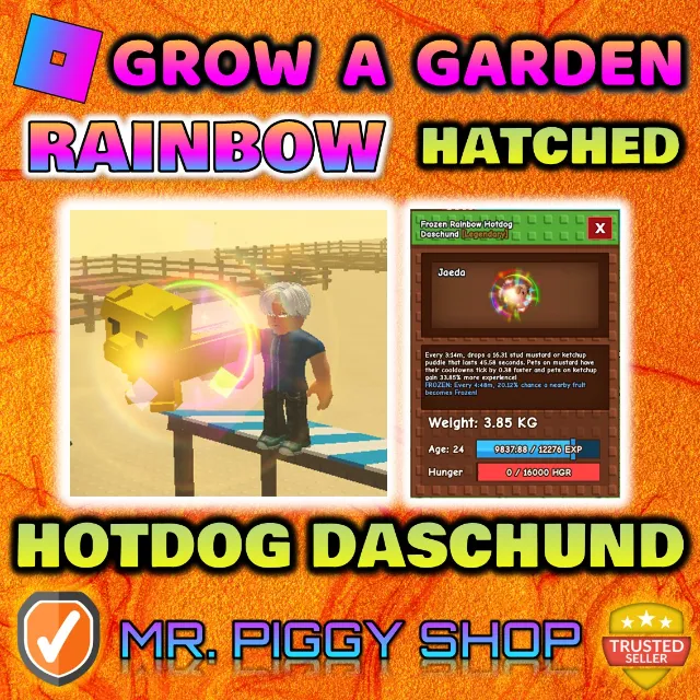 RAINBOW HATCHED HOTDOG DASCHUND - Roblox Game Item - Gameflip