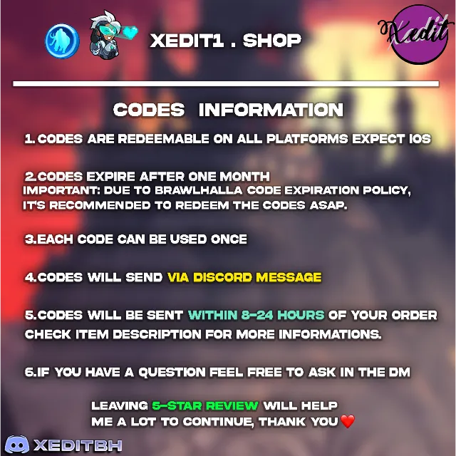 Brawlhalla x75 + 5 Esports Colors v5 Codes 2 + Random GIFTS – All ...