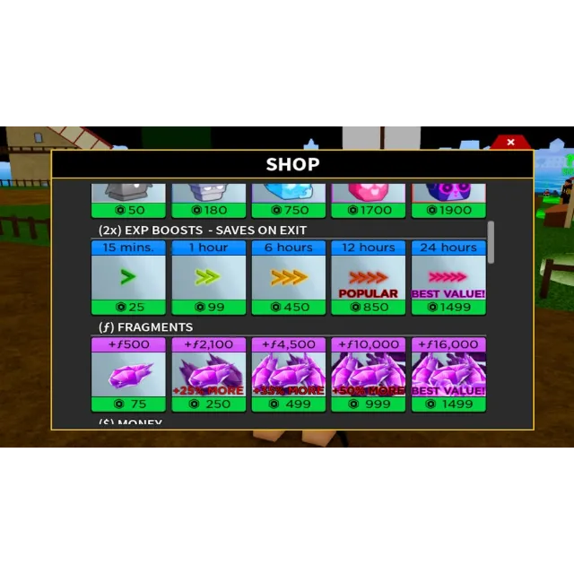 Blox Fruits-(2x)EXP Boost 12 hours - Roblox Game Items - Gameflip