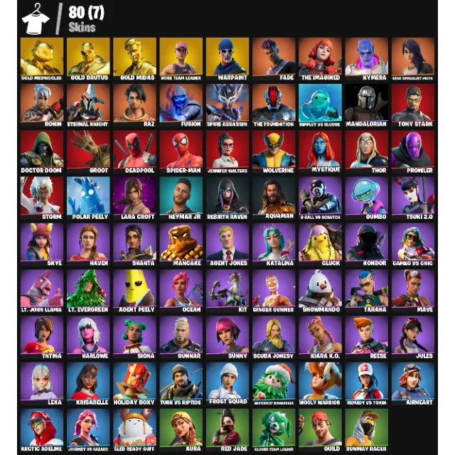 🎮 80 Skins | Gold Midas/Meowscles/Brutus + Marvel/DC Set | STW Access ...