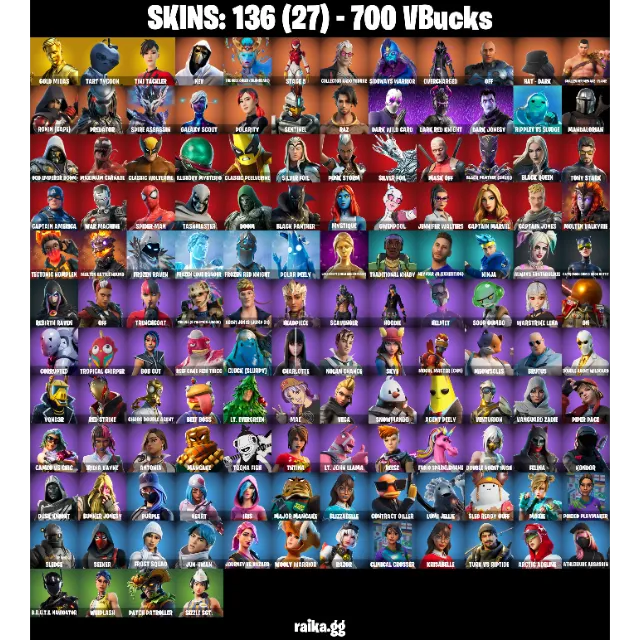 Fortnite Account - 136 skins · 27 paid 151 emotes · 89 paid - Gold ...
