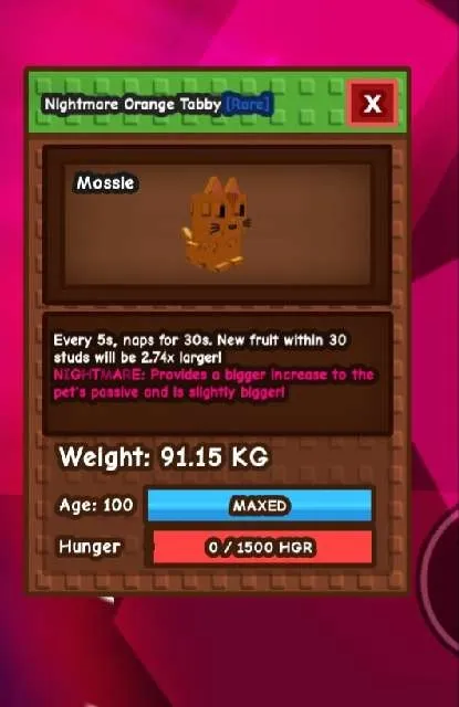 91kg! Nightmare Semi Godly Titan Orange Tabby - Grow a Garden Game Item ...