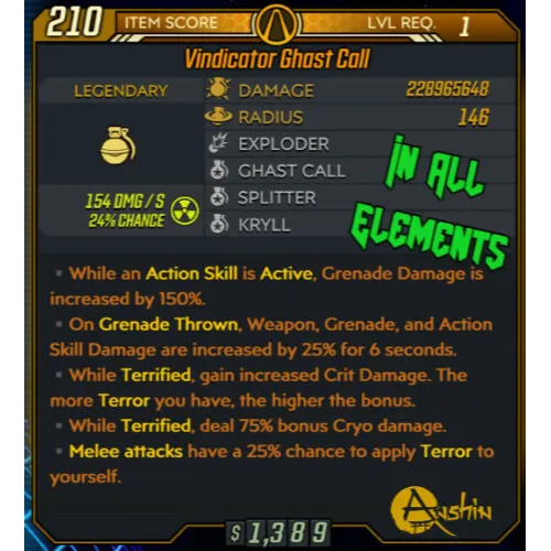Grenade | LVL 1 Ghast Call Mod👻 - Borderlands 3 Game Items - Gameflip