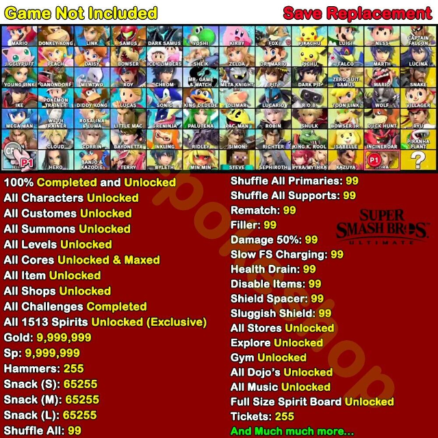⭐ Super Smash Bros ULT ⭐ 100% SAVE - Other Game Item - Gameflip