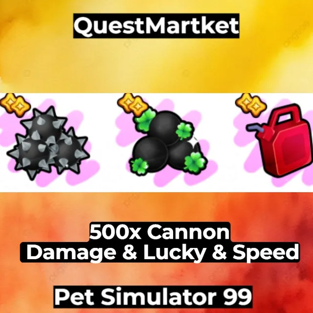 500x Cannon Damage + 500x Lucky + 500x Speed - Pet Simulator 99 Game ...